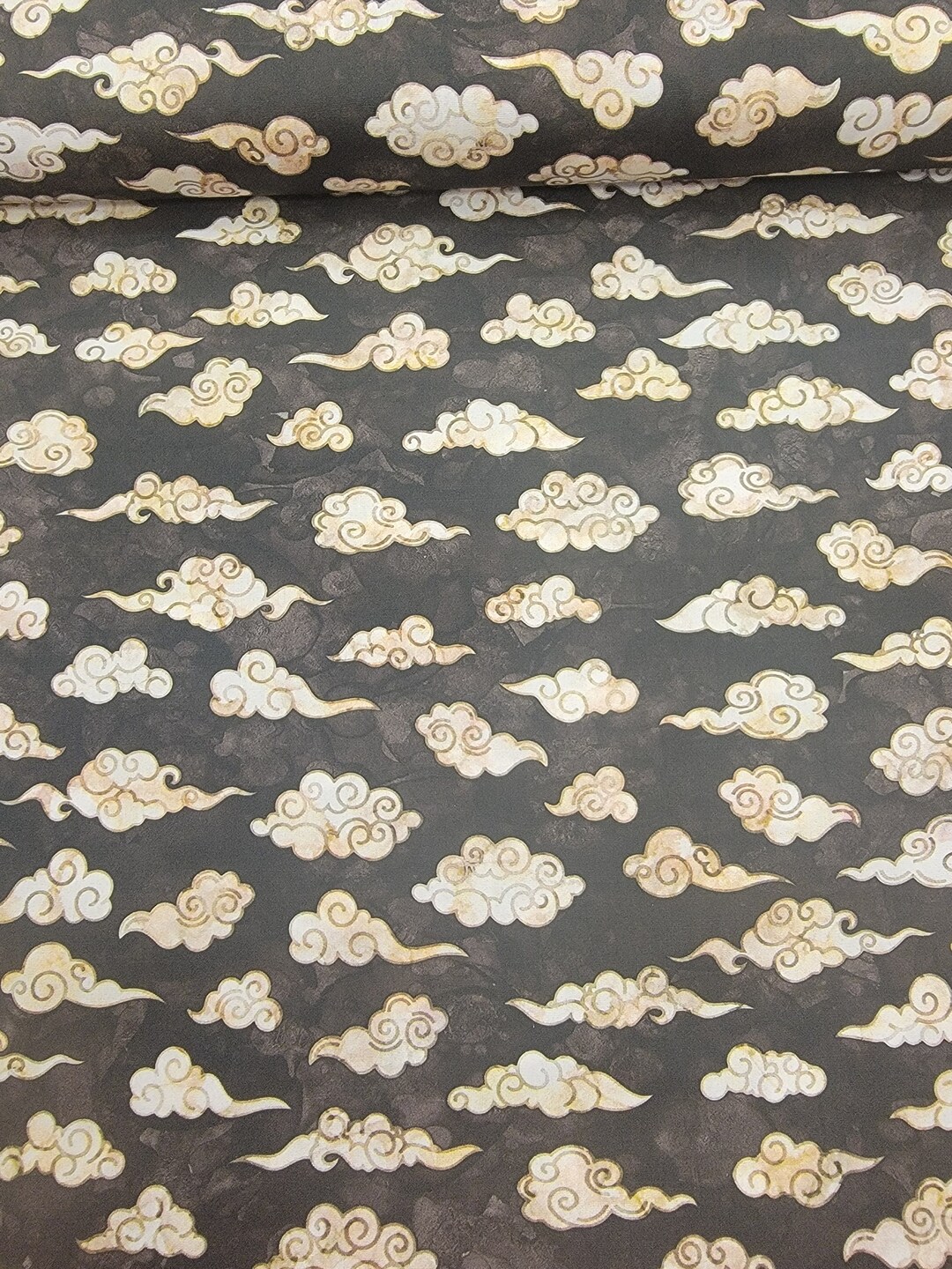 Moonshadow Quilting Treasures Anime Clouds Charcoal Black Dan Morris ...