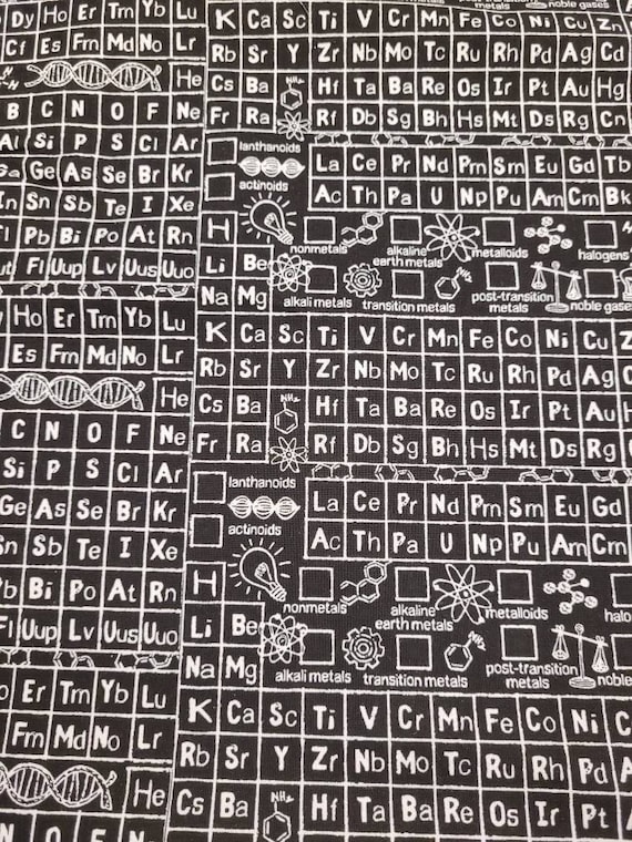 1 Yard Table of Periodical Table of Elements Woven Cotton - Etsy