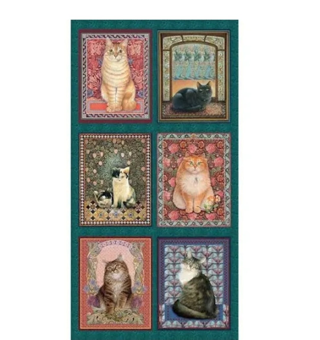 1 Panel 24" Blank Quilting Fabrics Sophisti-cats Leslie Anne Ivory William Morris Cat Panel - Etsy