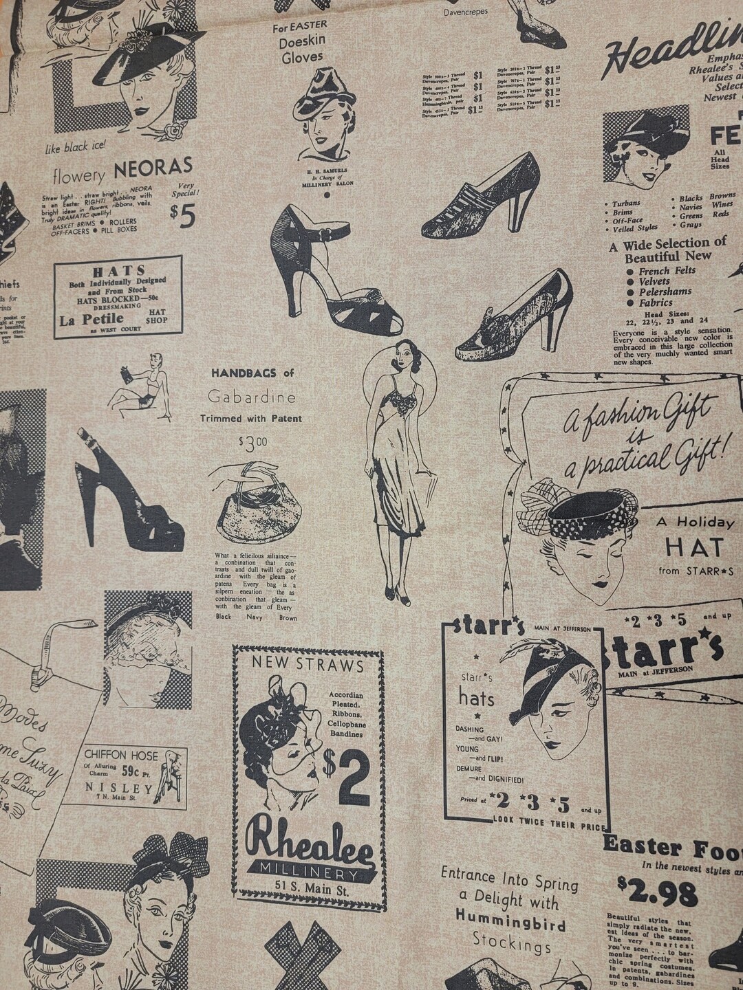 1 Yard Newspaper Ads Read All About It Pattern 3560 Parchment Mary Anne ...
