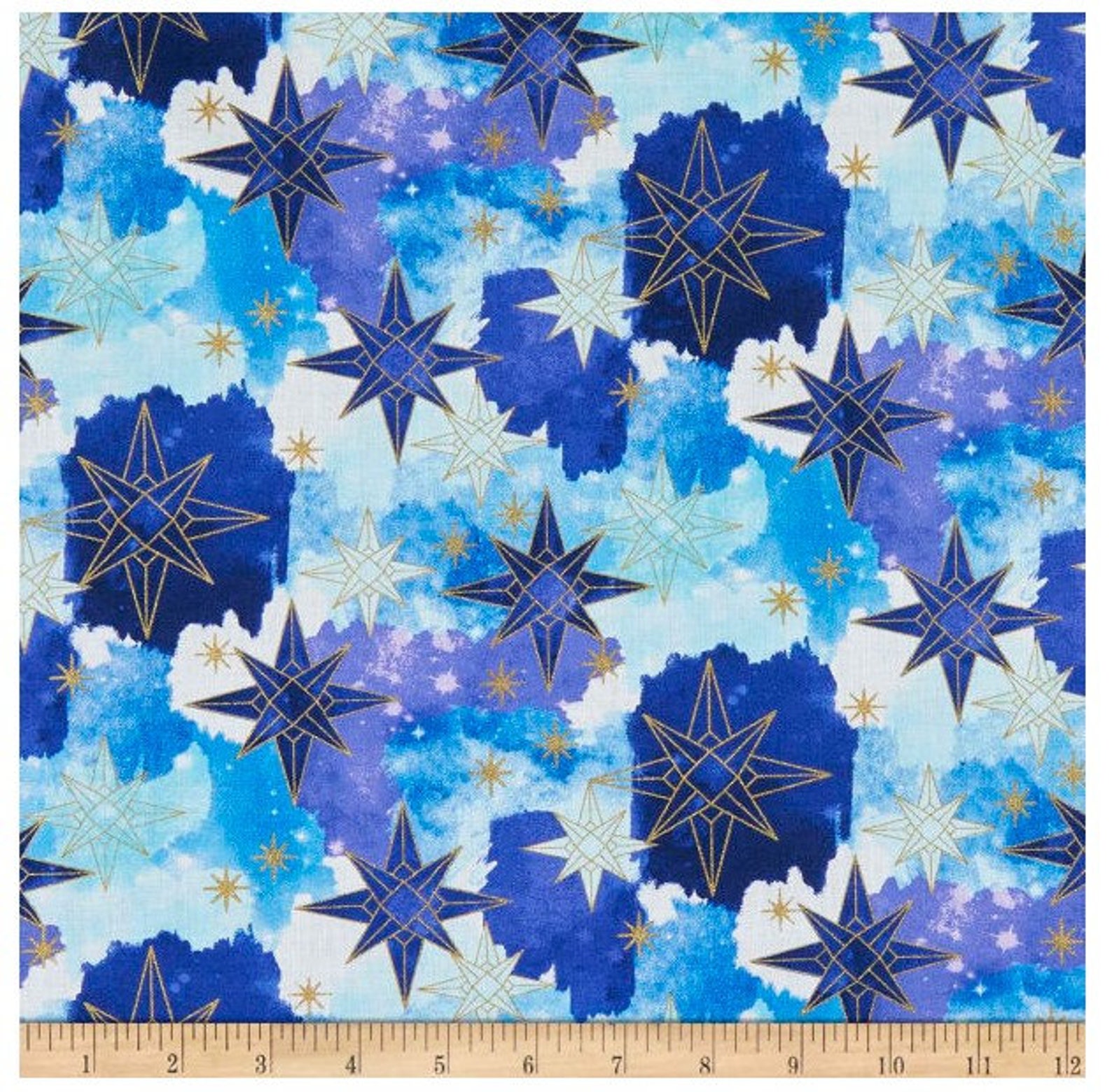 1 Yard Magical Galaxy Stars Metallic Multi from 3 Wishes woven | Etsy