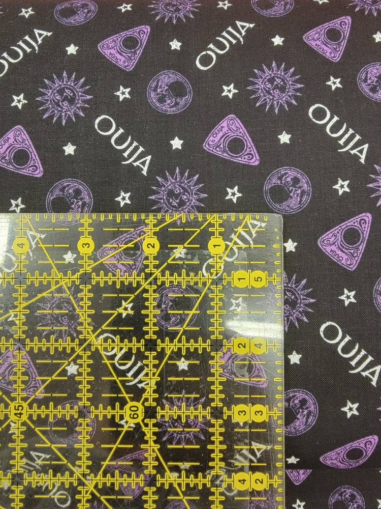 1 Yard Ouija Board Fabric, Occult Symbols Fabric on Black by Camelot ...