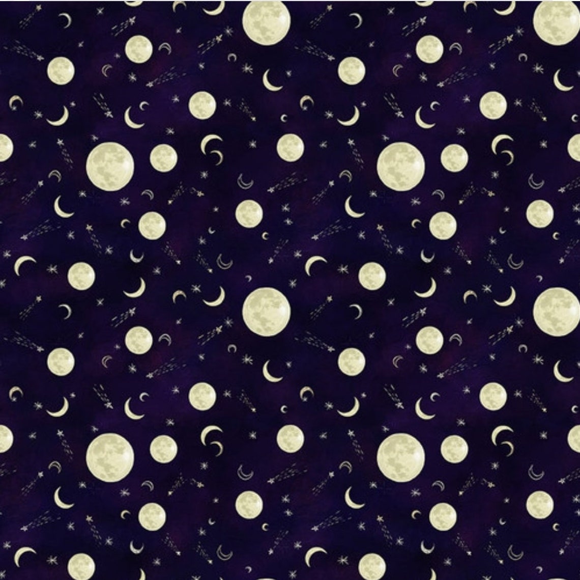 1 Yard Full Moons and Crescent 2902-59 Cotton Fabric Blank Textiles - Etsy