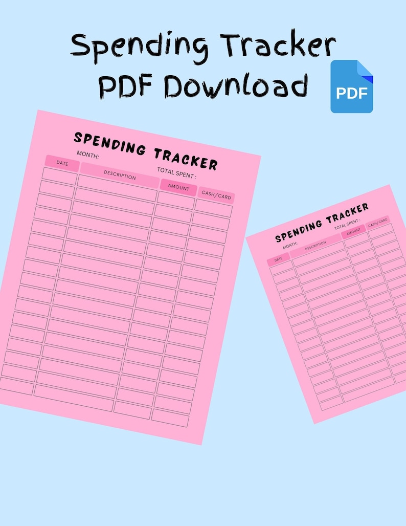 Spending Tracker PRINTABLE Tracker Spending Log Finance Tracker Expense ...