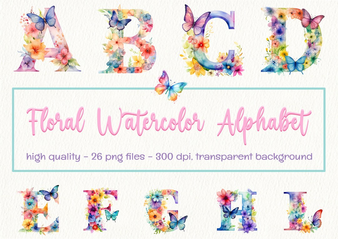 Decorative Colourful Watercolor Alphabet Clipart, Png Transparent ...