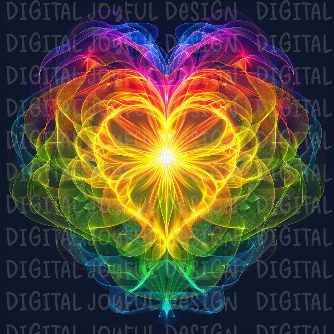 Digital Download, Glowing Heart Clipart, Printable, Downloadable Png ...