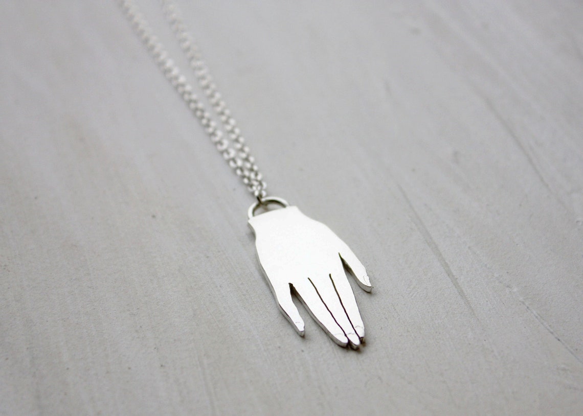 Silver Necklace Hand Necklace Sterling Silver Victorian - Etsy