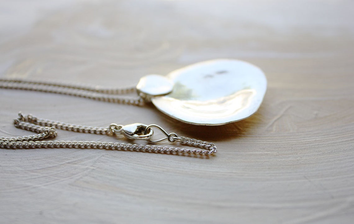 Sterling Silver Necklace Big Silver Pendant Organic Round - Etsy