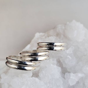 Sterling Silver Ring, Double Band Artisan Silver Jewelry Dual Two Pair ...