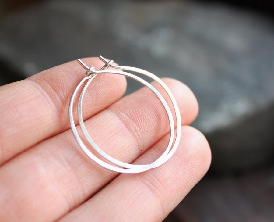 Sterling Silver Hoop Earrings Silver Hoops Medium .925 | Etsy