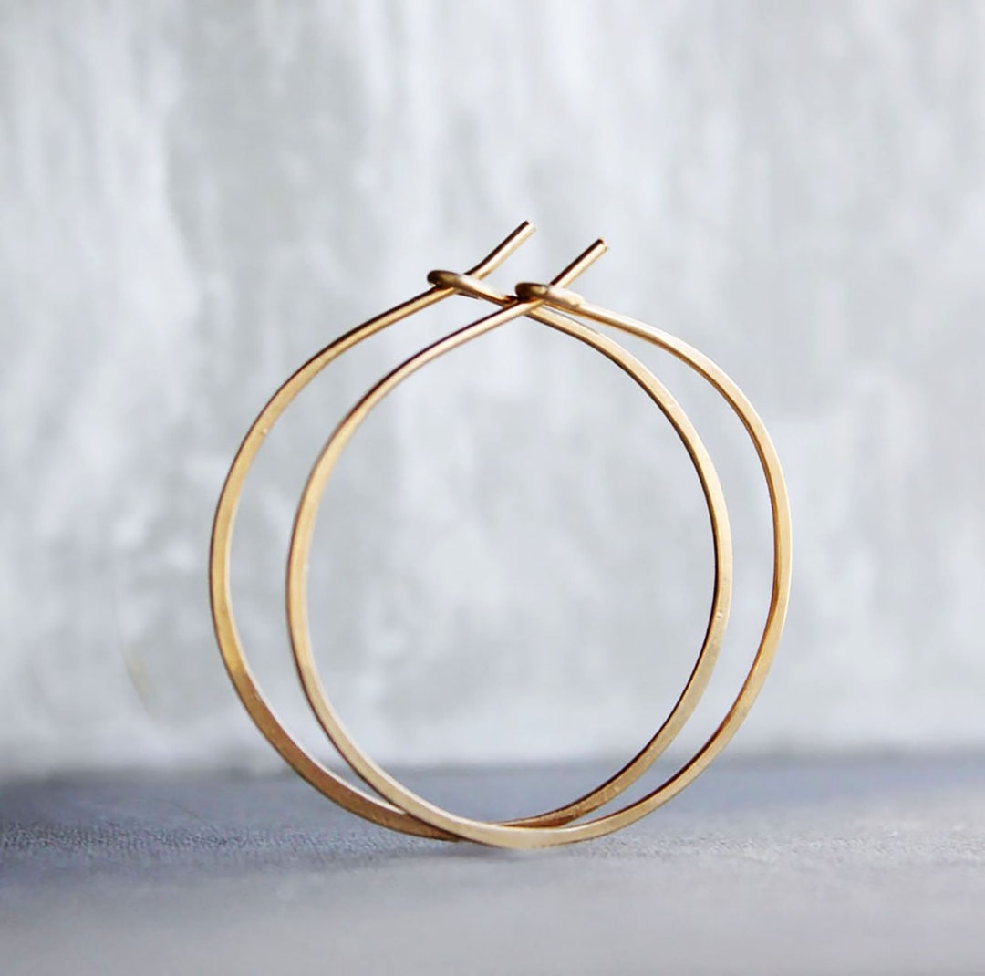 14k Gold Filled Hoop Earrings: Minimalist Thin Hoops, 1 Inch - Etsy