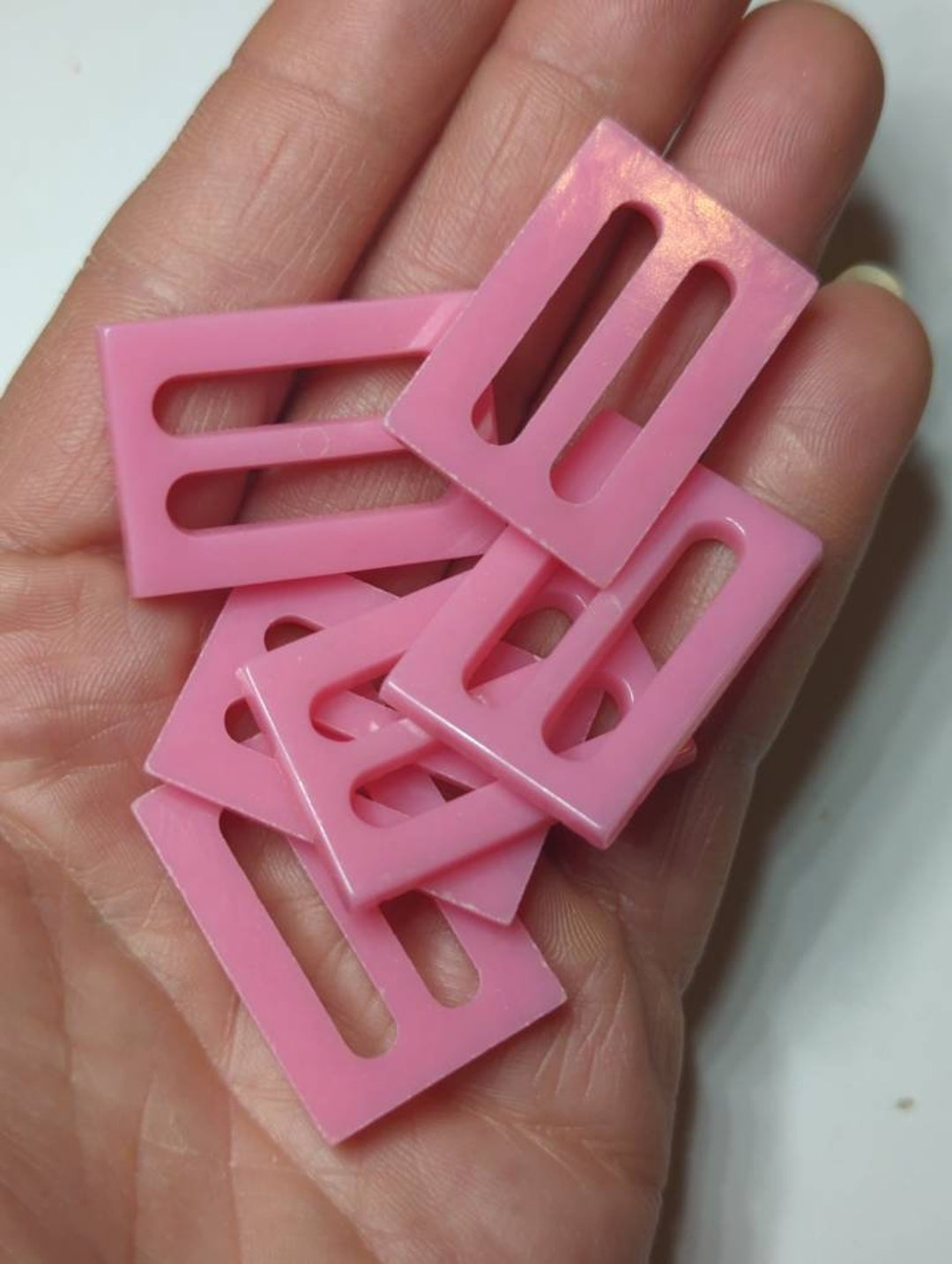 6 Vintage 1 1/4" X 7/8" Plastic 30mm Buckles Slides 7/8" Holes Scarf ...