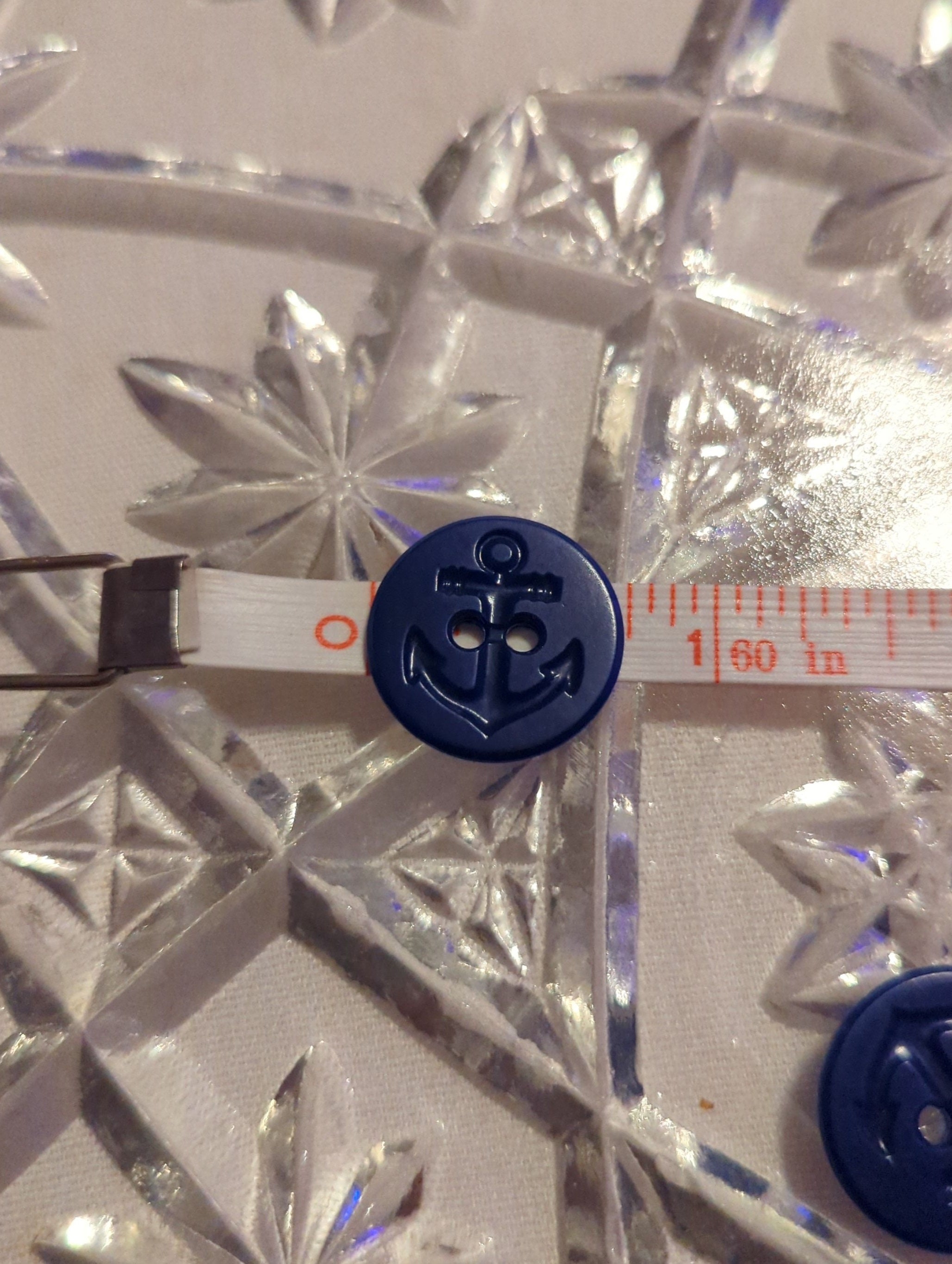 12 Big 3/4" Buttons Navy Blue Anchor Buttons Sewing Crafting Shirt ...