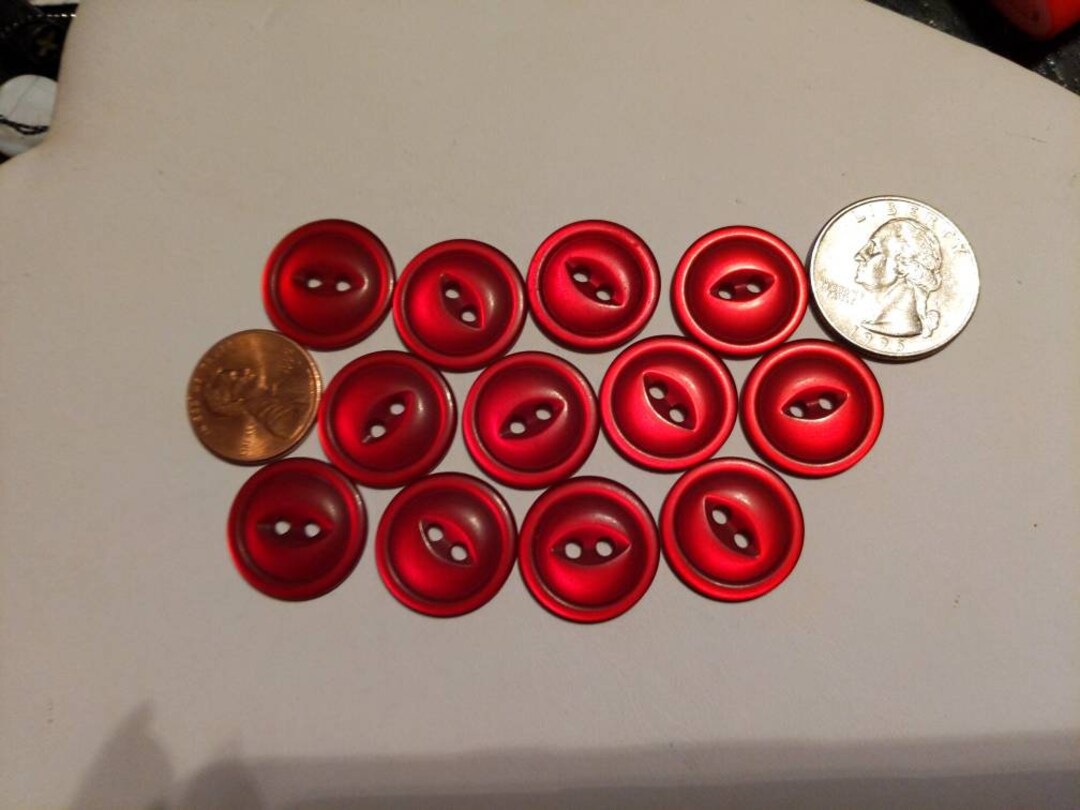 12 Big Red Buttons 3/4" Vintage Red 2 Hole Buttons for Sewing Crafting ...