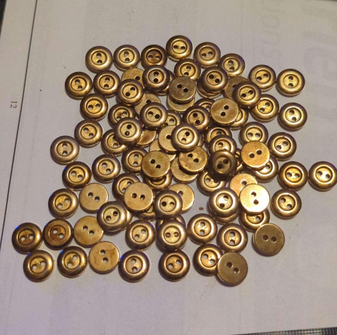 12 Gold Metal Buttons Vintage 2 Hole Buttons Decorative Shiny Buttons ...