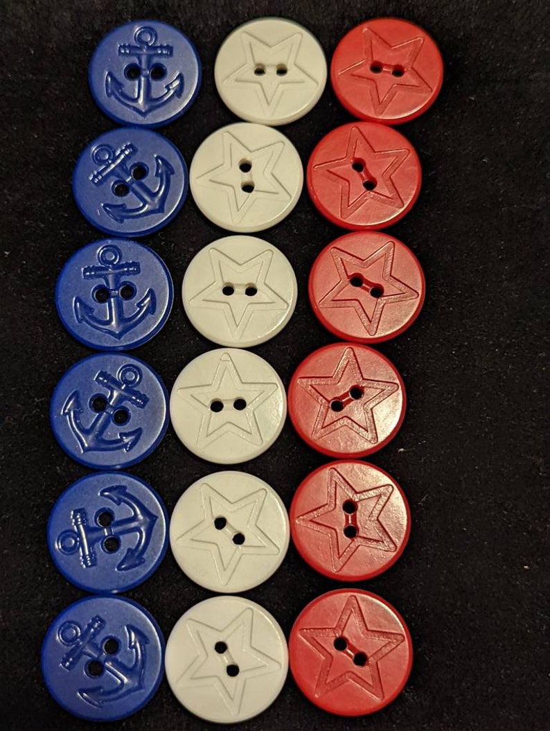 12 Big 3/4" Buttons Navy Blue Anchor Buttons Sewing Crafting Shirt ...