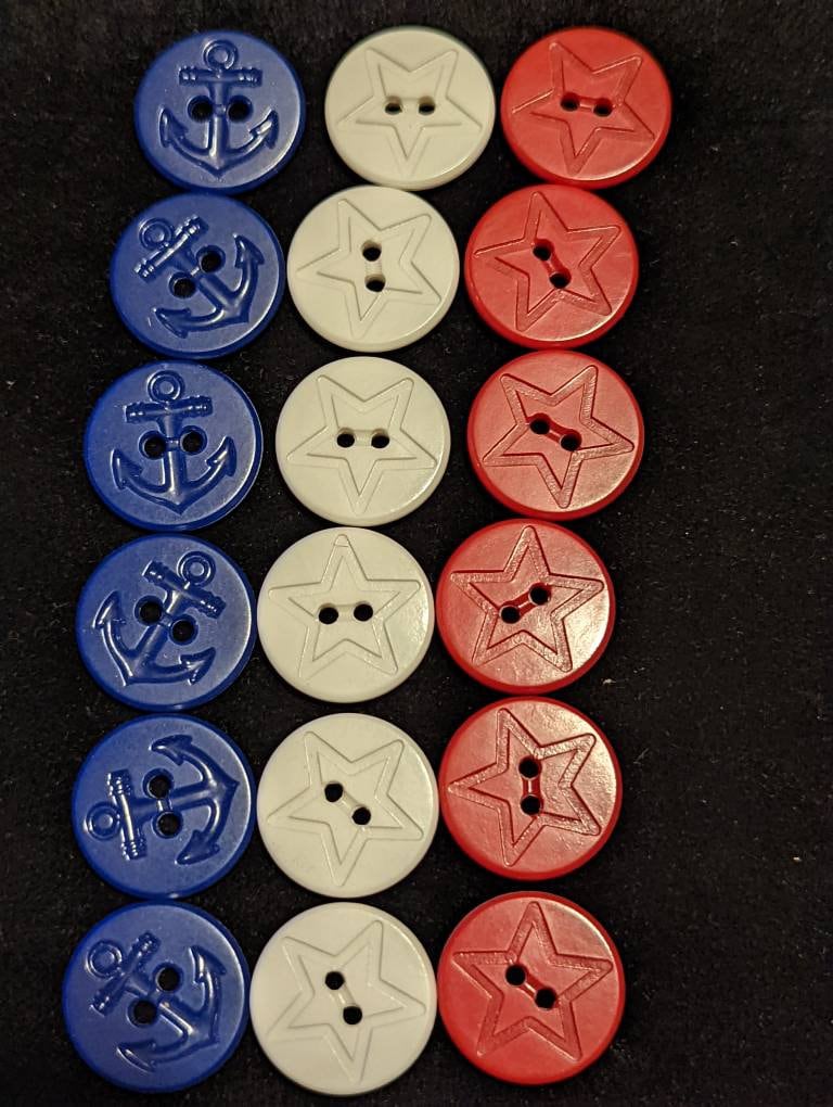 12 Big 3/4" Buttons Navy Blue Anchor Buttons Sewing Crafting Shirt ...