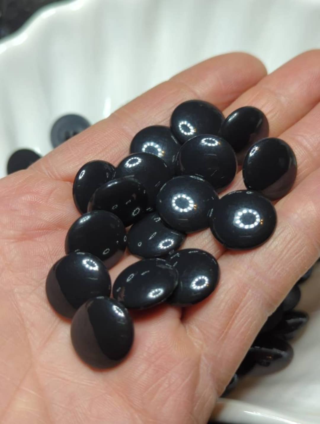 Beautiful Shiny Black Shank Back Buttons Vintage Buttons Sewing Coat ...