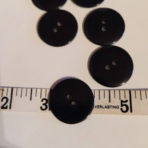 6 Huge 1 1/8" Black Buttons Vintage 2 Hole Buttons for Sewing or ...
