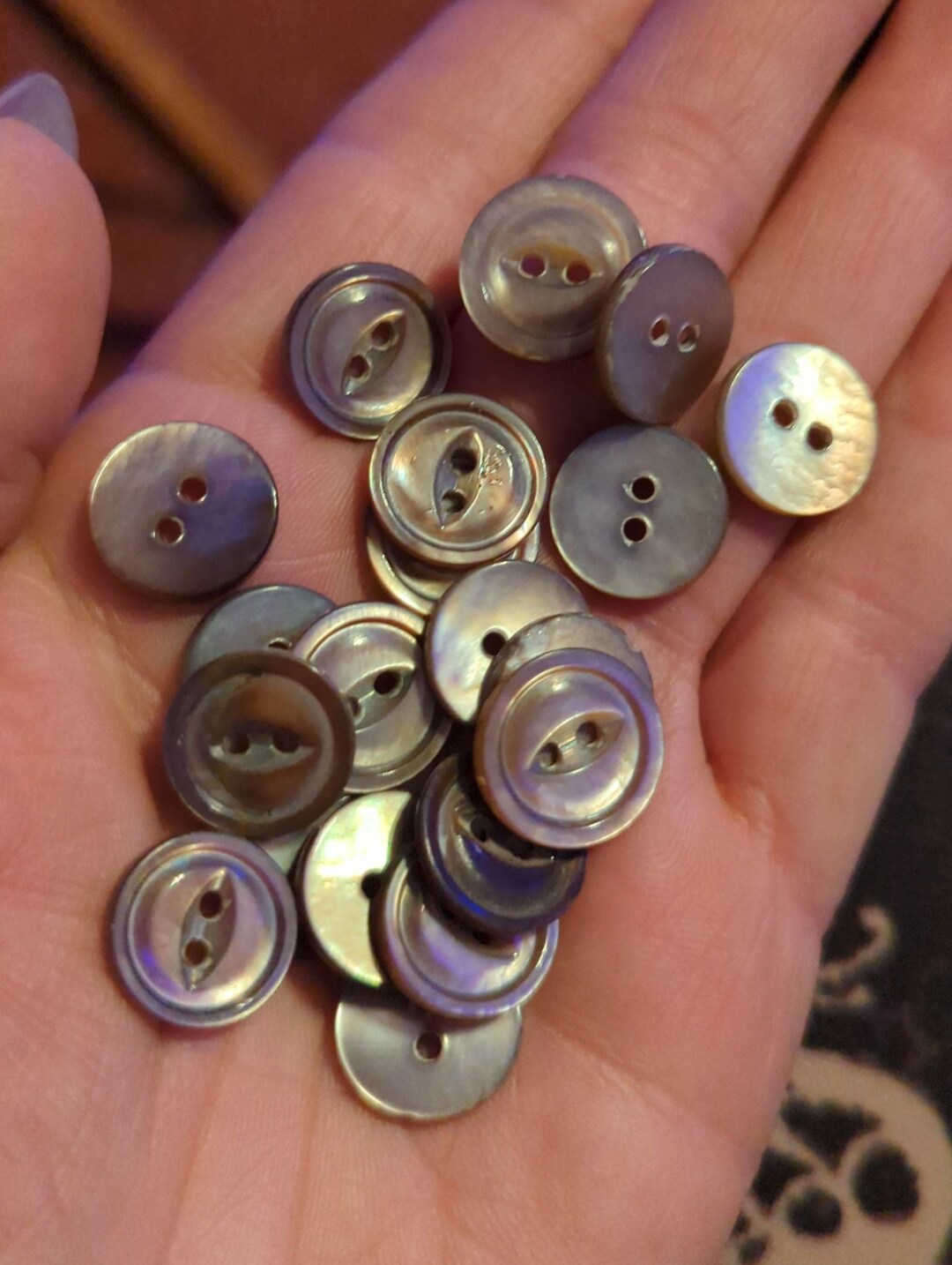 9/16" MOP Buttons Beautiful Vintage Smoke Buttons Mother of Pearl 2 ...