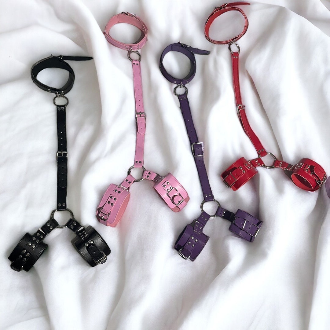 Behind Back Collar Leather Restraint Domination Submissive Collar, BDSM ...