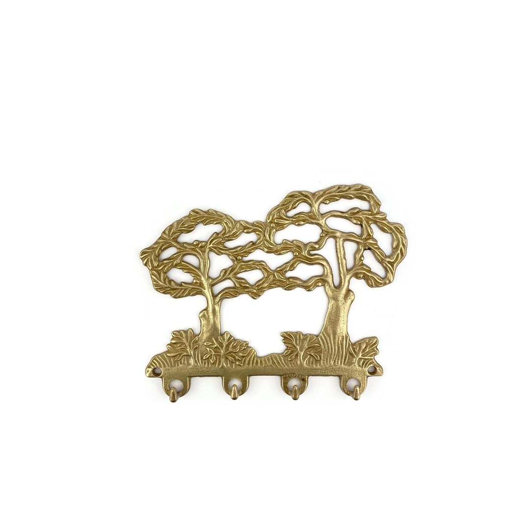 Wall Key Holder With Two Threes 4 Hooks, Three Shaped Brass Key Hook ...