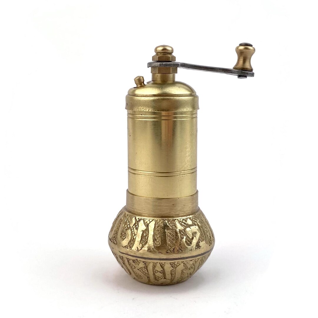 Brass Pepper Mill With Embossed Ornate, Vintage Turkish Kitchen Pepper ...