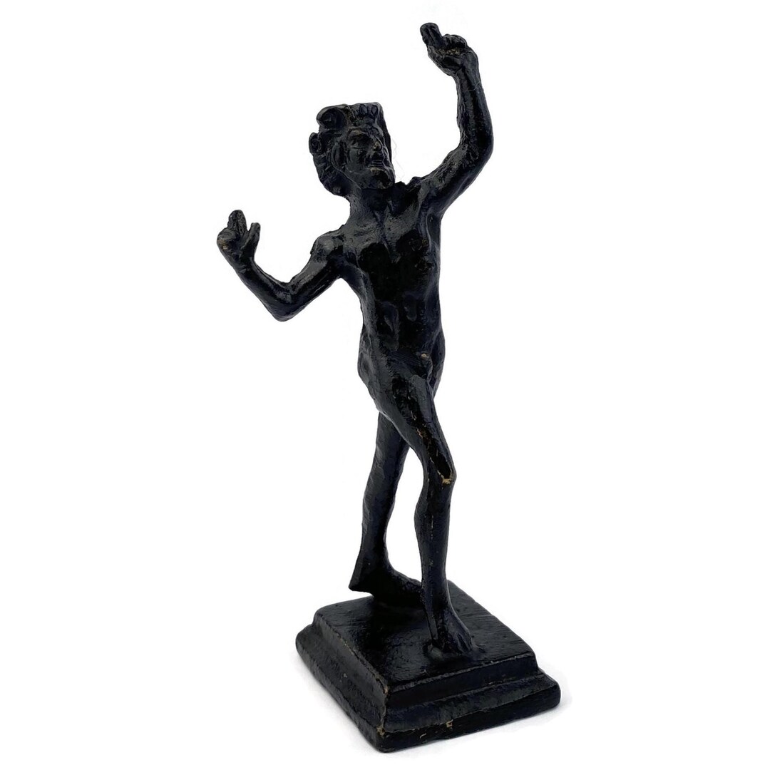 Antique Bronze Dancing Faun, Pompeii Mythological Statue, Roman Greek ...