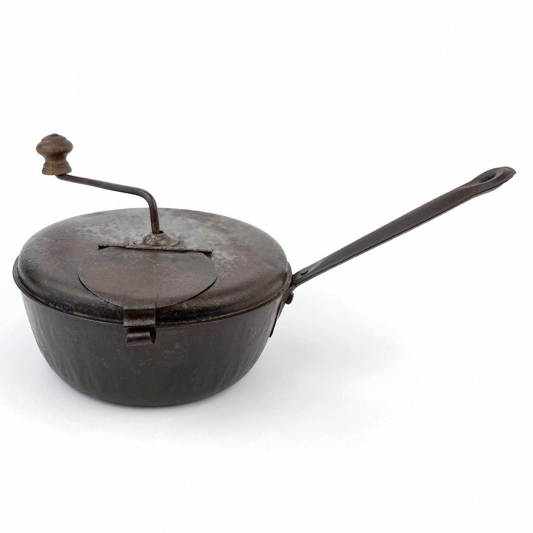 Antique French Coffee Roaster, Hand Crank Cast Iron Coffee Bean Roaster ...