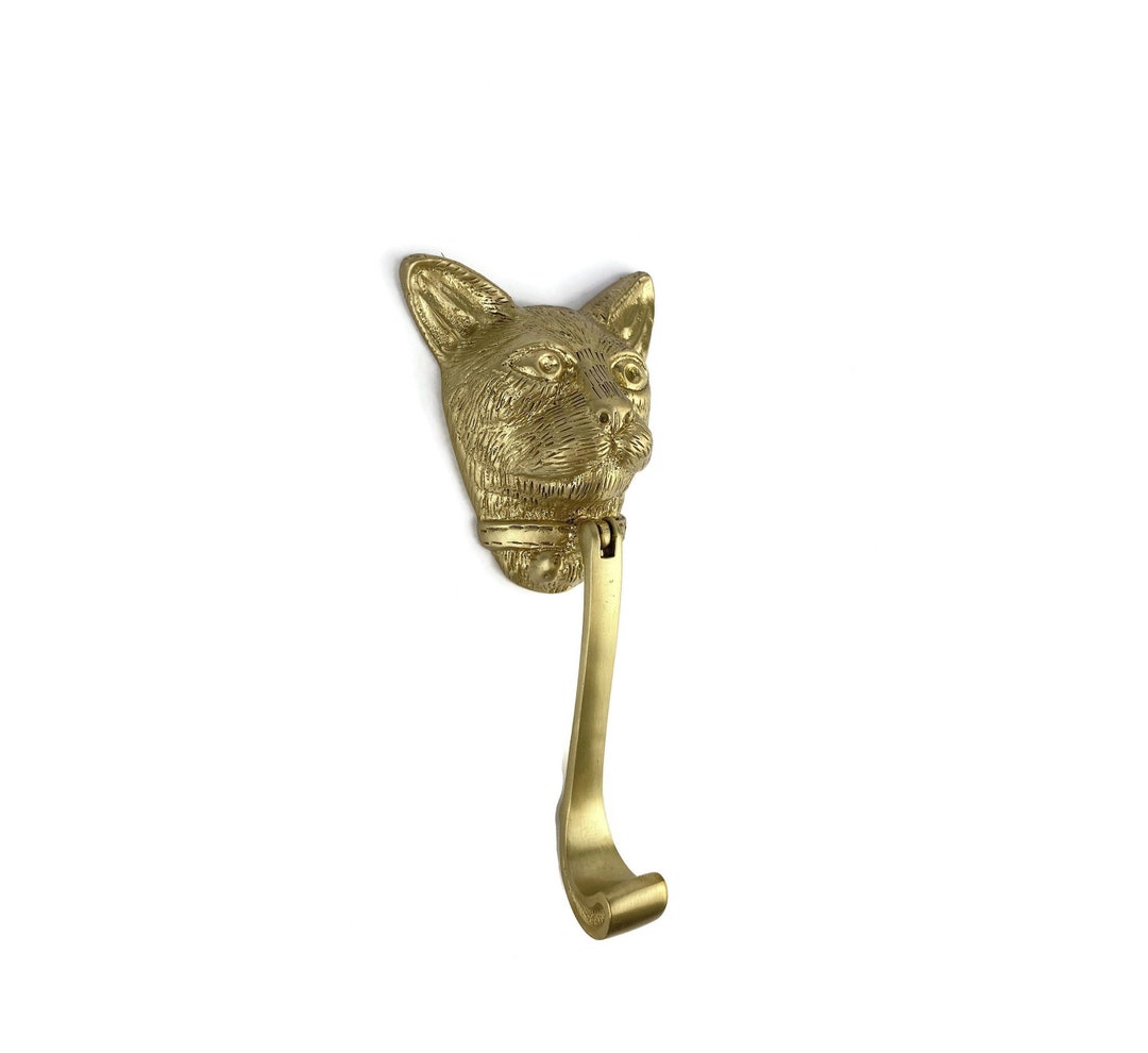 English Cat Head Door Knocker, Front Door Decor, Solid Brass Door ...