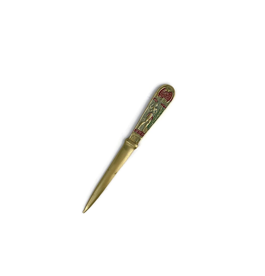 Greek Brass Letter Opener, Envelope Opener Tool, Vintage Desk Accessory ...