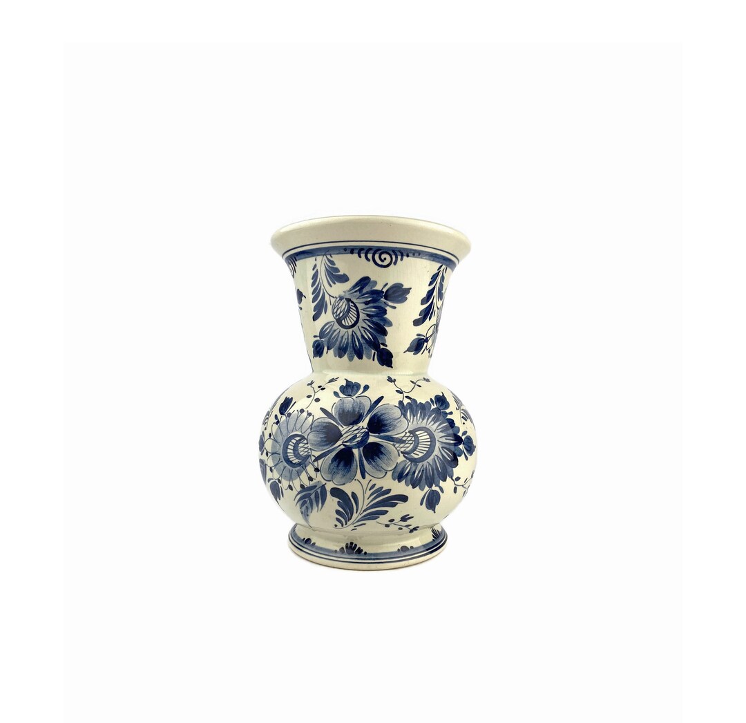 Delft Holland Vase, Stein L.V Hand Painted Vase, Blu and White Flower ...