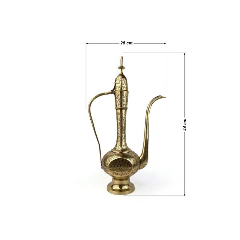 Vintage Brass Ewer India, Hand Engraved Indian Pitcher, Etched Floral ...