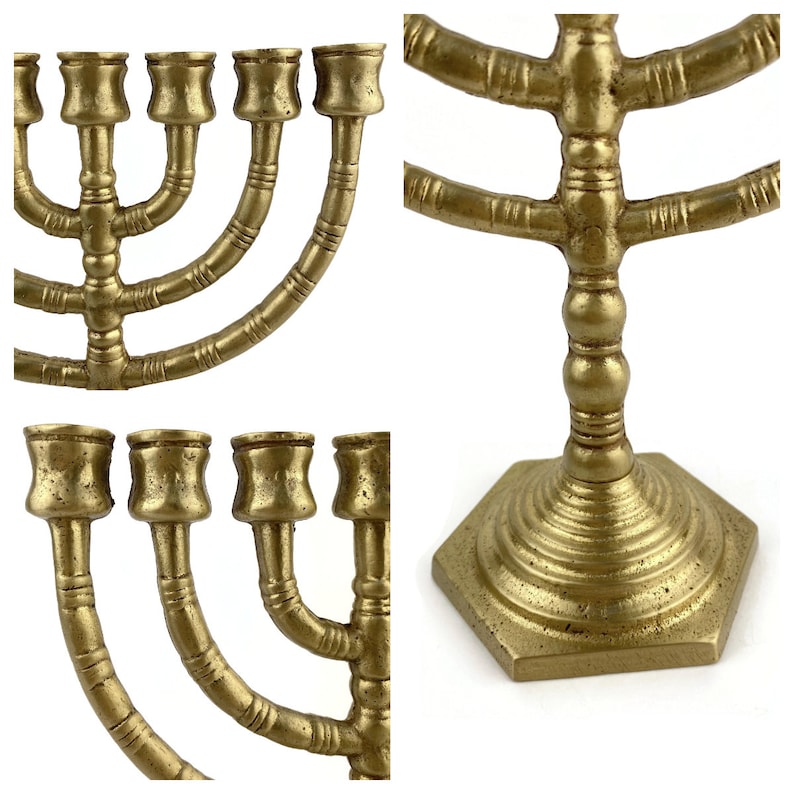 Seven Branched Menorah, Judaica Candle Holder, Brass Candlesticks ...