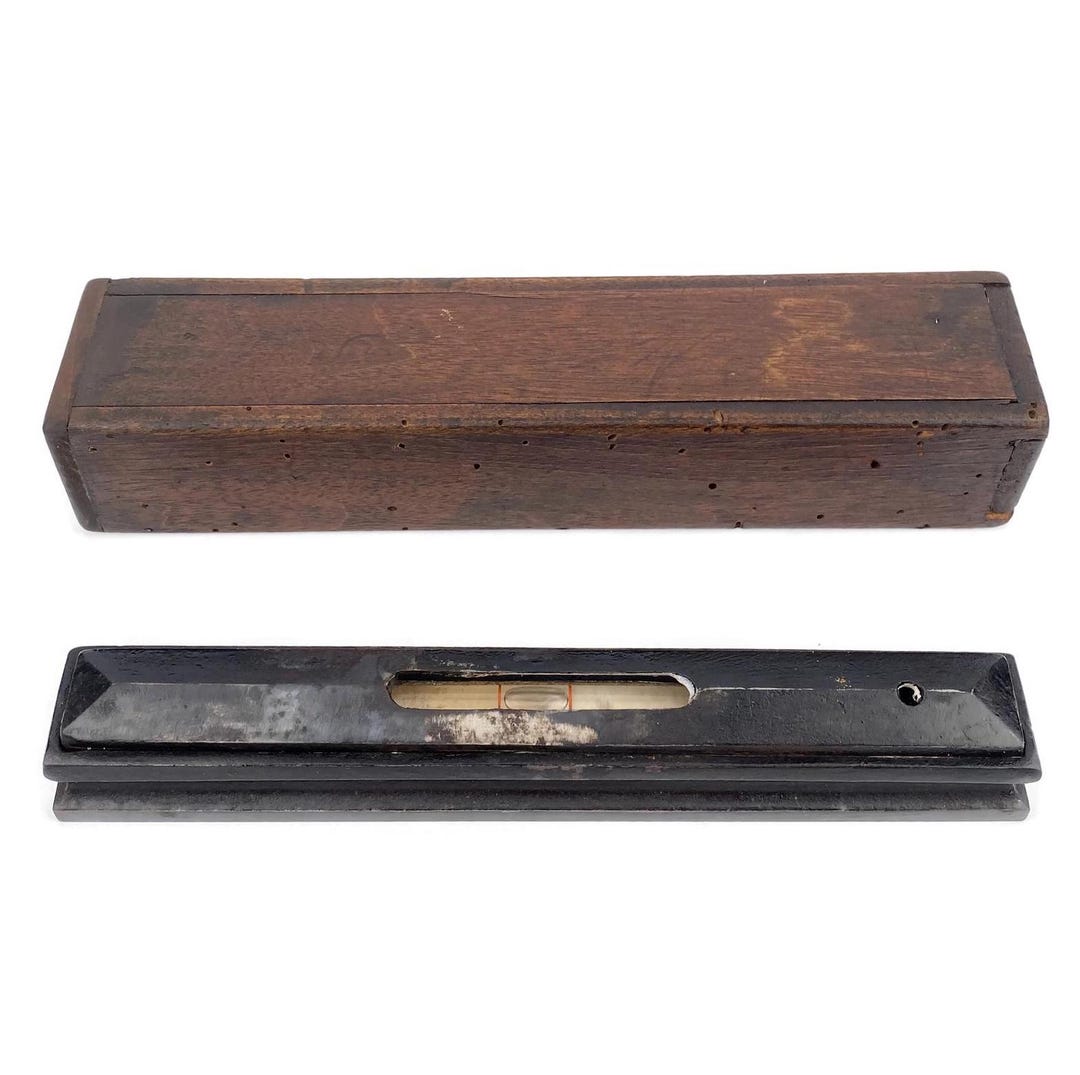 Antique Bench Level With Original Wooden Box, 19th Century Spirit Level ...