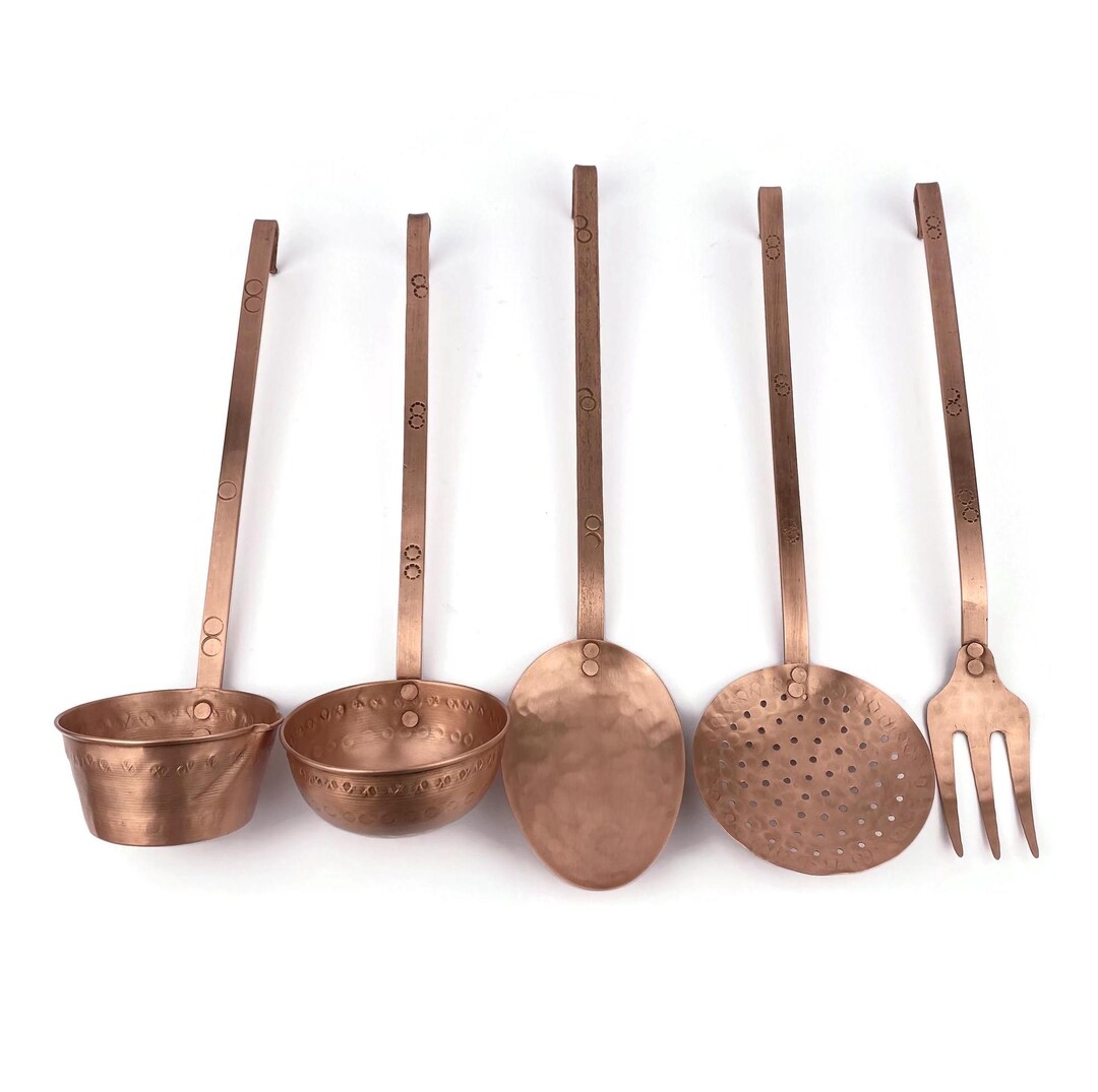 Vintage Copper Kitchen Utensils, French Kitchen Tool Set - 2 Ladles ...