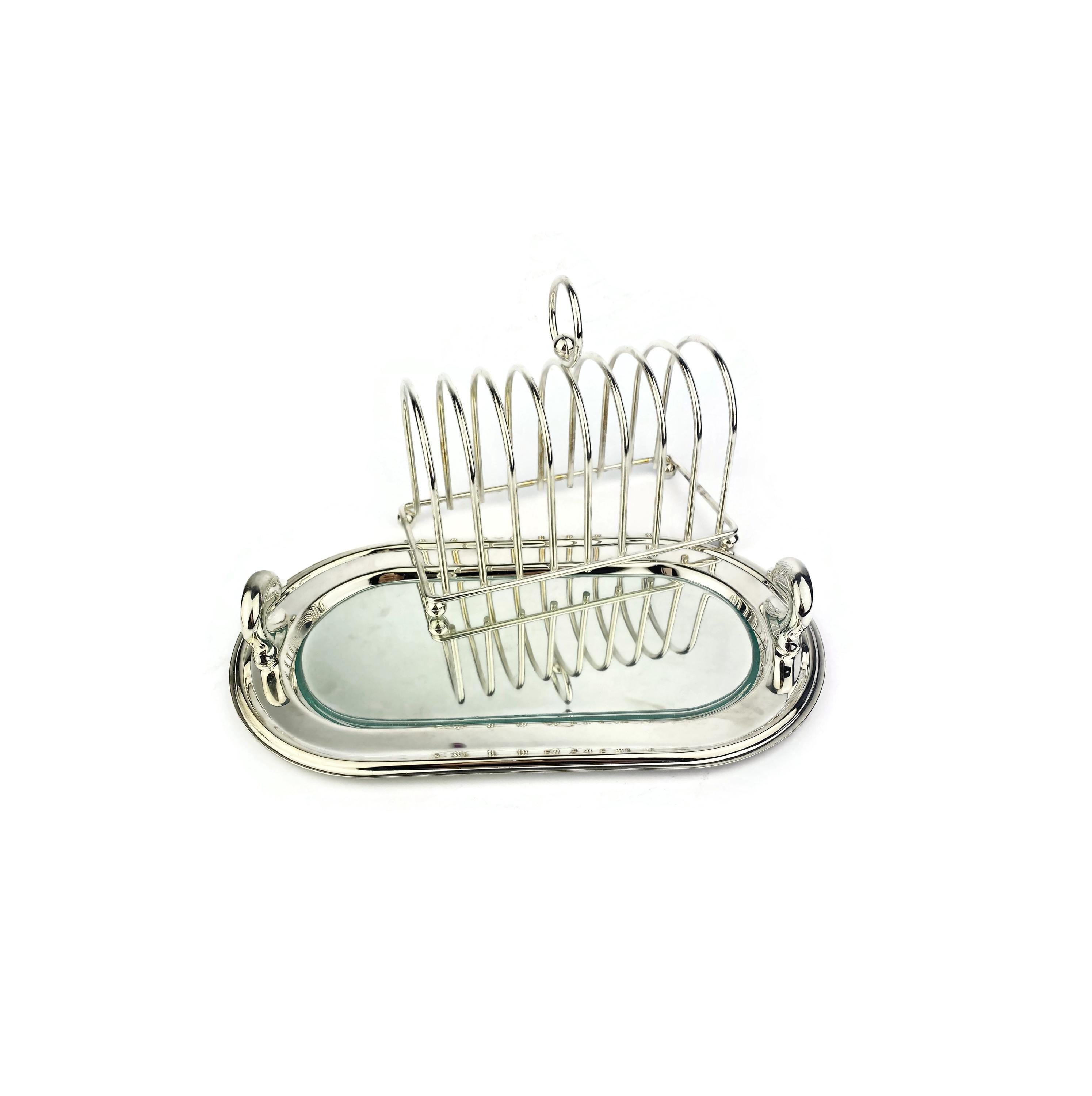 Breakfast 8 Slot Toast Set With Tray, Vintage Toast Stand With Tray and ...