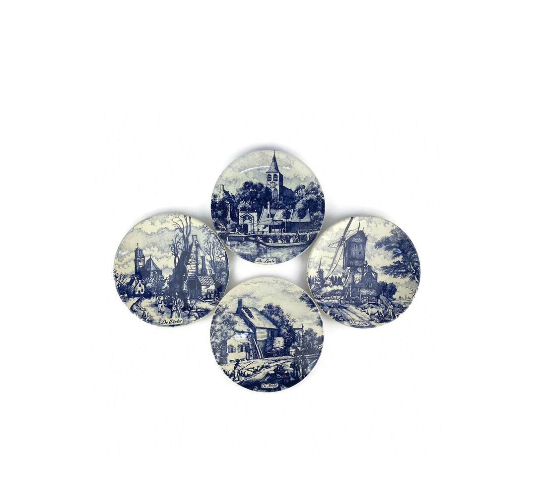 Delfts Chemkefa Four Seasons Set, Ceramic Delft Blauw Wall Plate, Blue ...