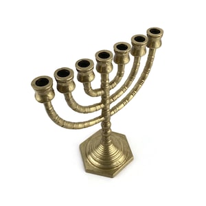 Seven Branched Menorah, Judaica Candle Holder, Brass Candlesticks ...