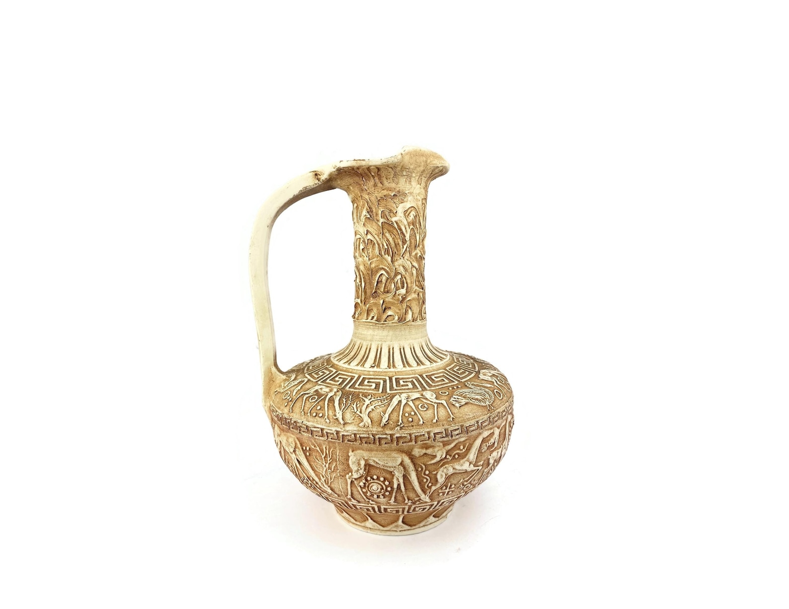 Greek Pitcher With Classic Ornate, Vintage Pottery Vessel, Water Jug, 1 ...