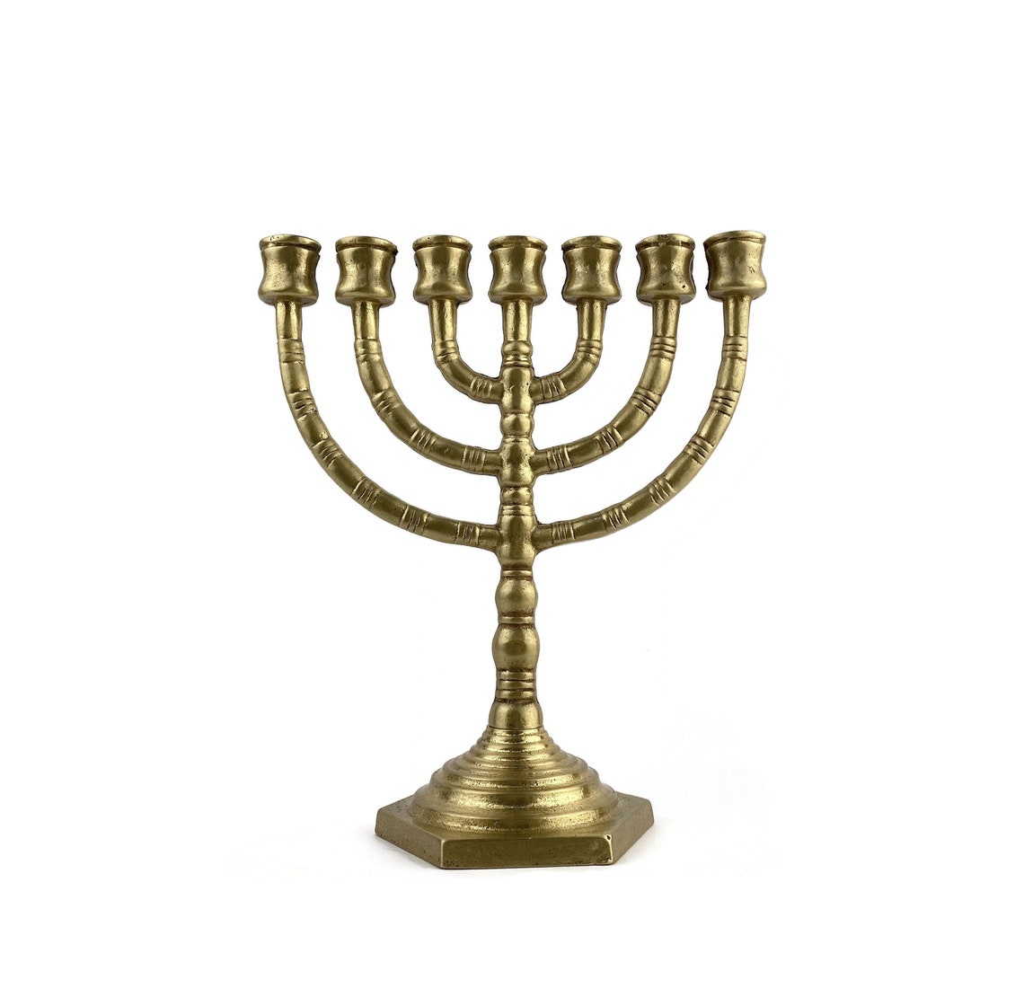 Seven Branched Menorah, Judaica Candle Holder, Brass Candlesticks ...