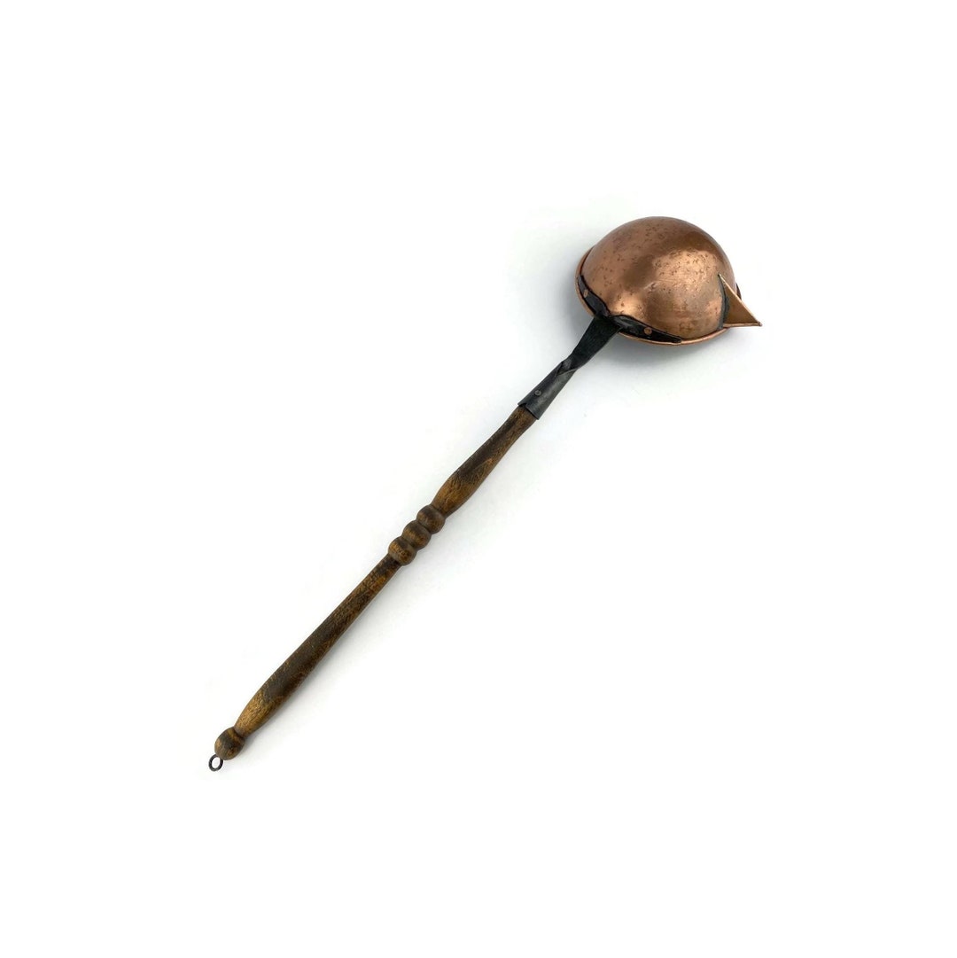 Antique Large Copper Ladle With Iron Handle, Vintage Handmade Copper ...