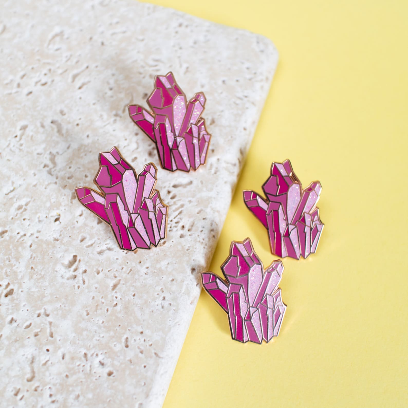 Pink Crystal Enamel Pin: Rose-gold Glitter Gem Lapel Pin - Etsy UK