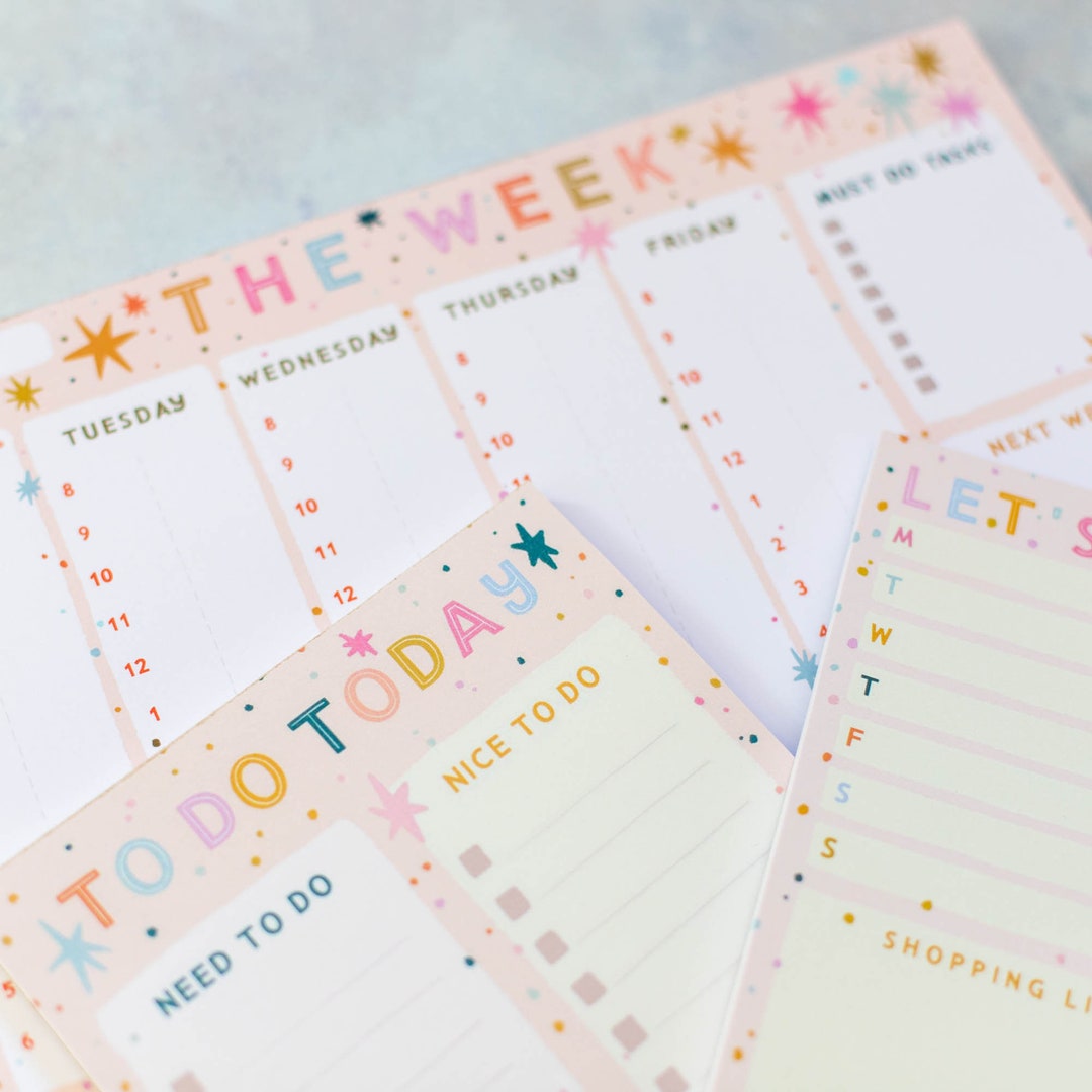 Colourful Stars Planner Pad Set | Weekly Planner | Meal Planner | to Do ...