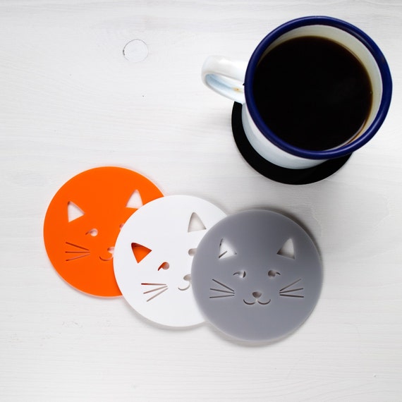 Kitty Coasters Set of Four Cat Coasters Cat Homeware Cat - Etsy