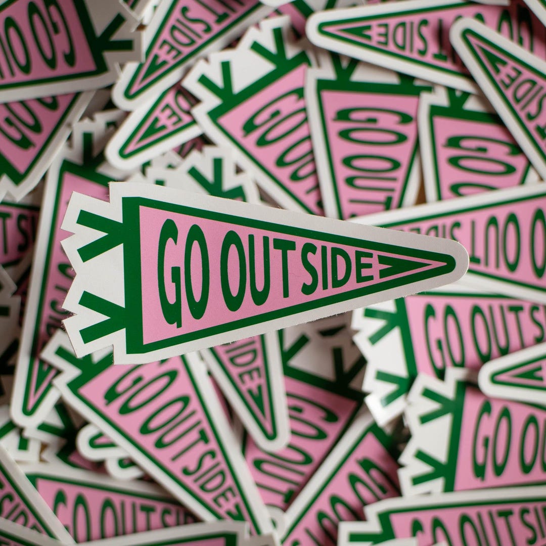 Go Outside Pennant Flag Sticker - Adventure Vinyl Decal - Etsy