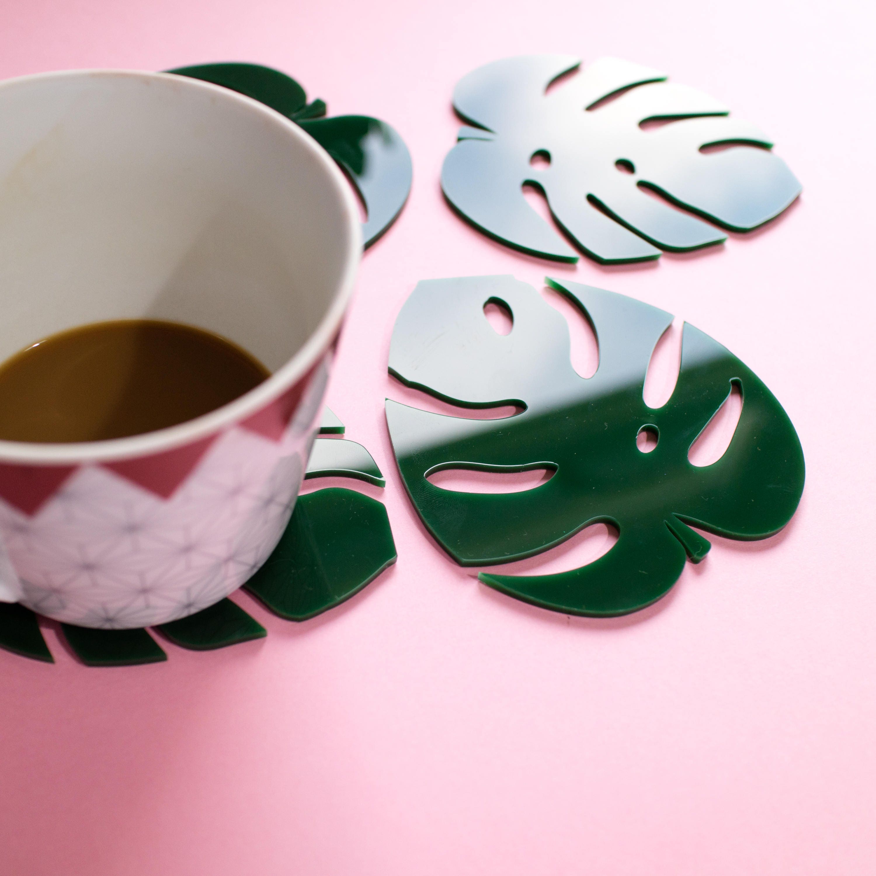 Monstera Coasters Set of Four Leaf Coasters Monstera | Etsy