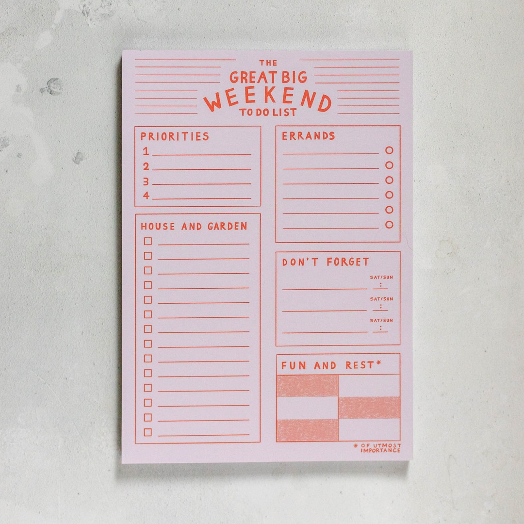 Weekend To-do List Pad: Priorities, Errands, Fun & Rest - 50 Sheets - Etsy
