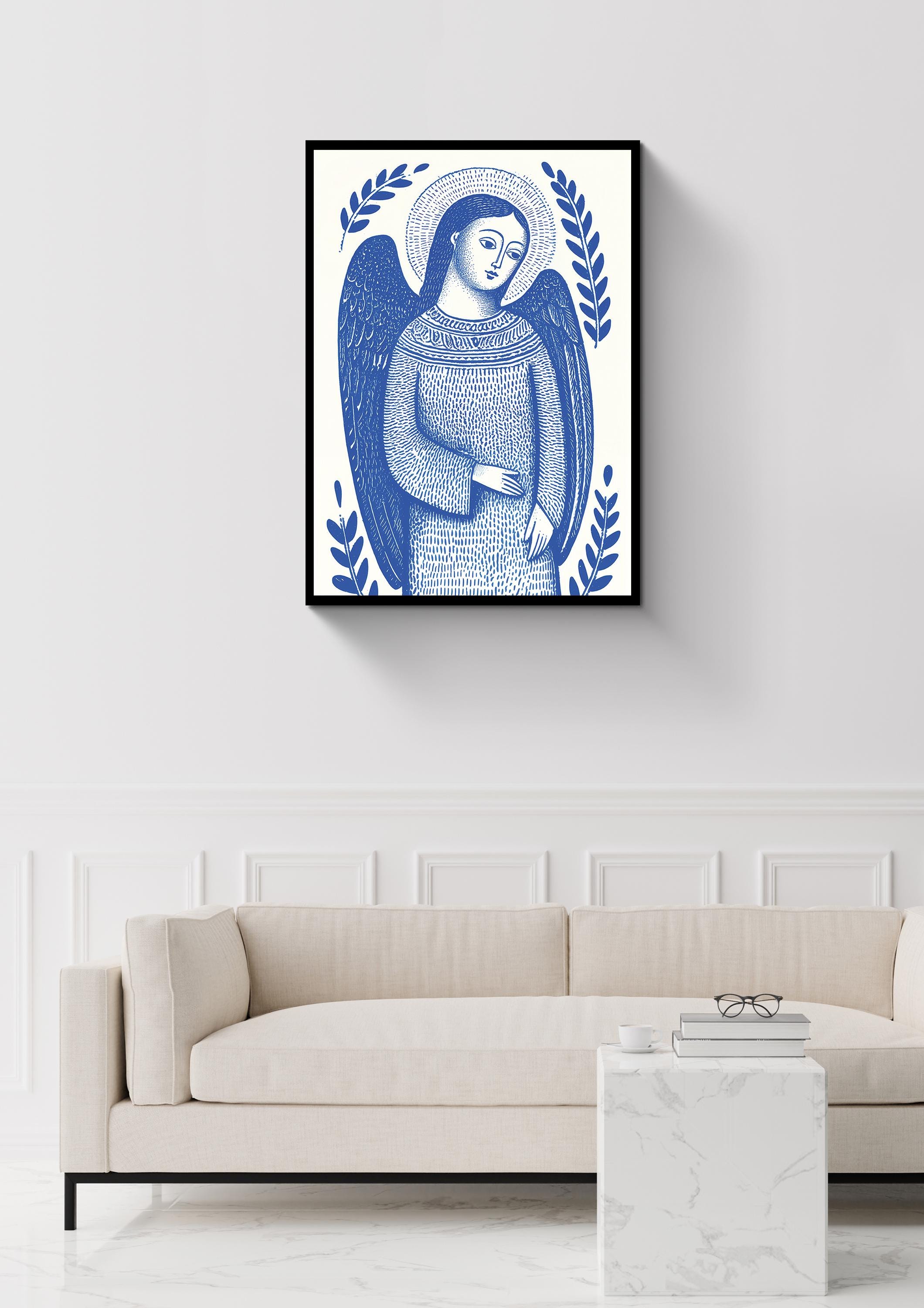 Blue Angel Printable Art – Religious Wall Decor, Spiritual Digital ...