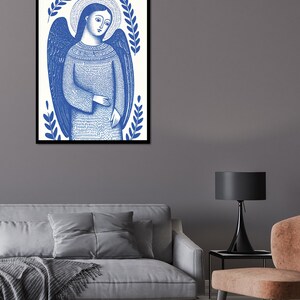 Blue Angel Printable Art – Religious Wall Decor, Spiritual Digital ...
